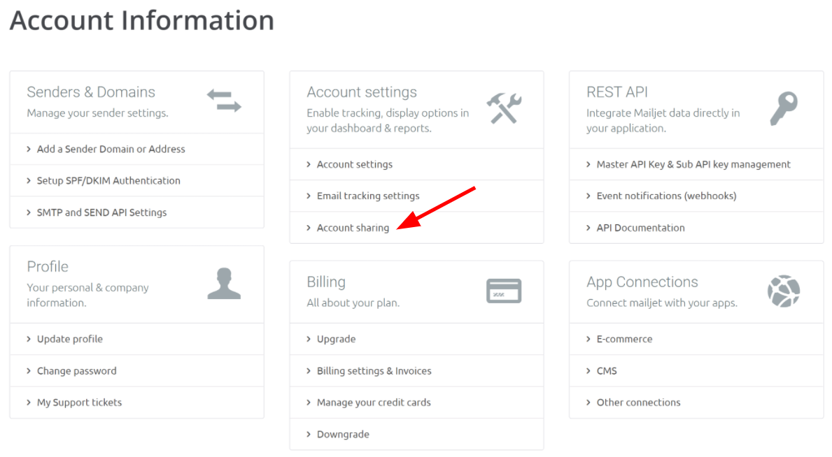 Account Sharing – Mailjet Help Center
